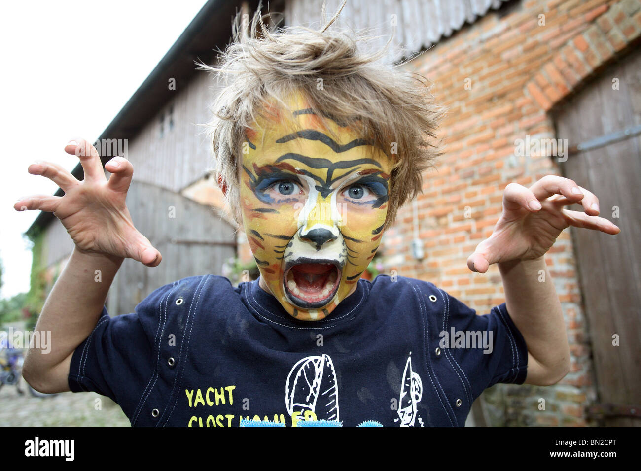 A kid with painted face Stock Photo - Alamy