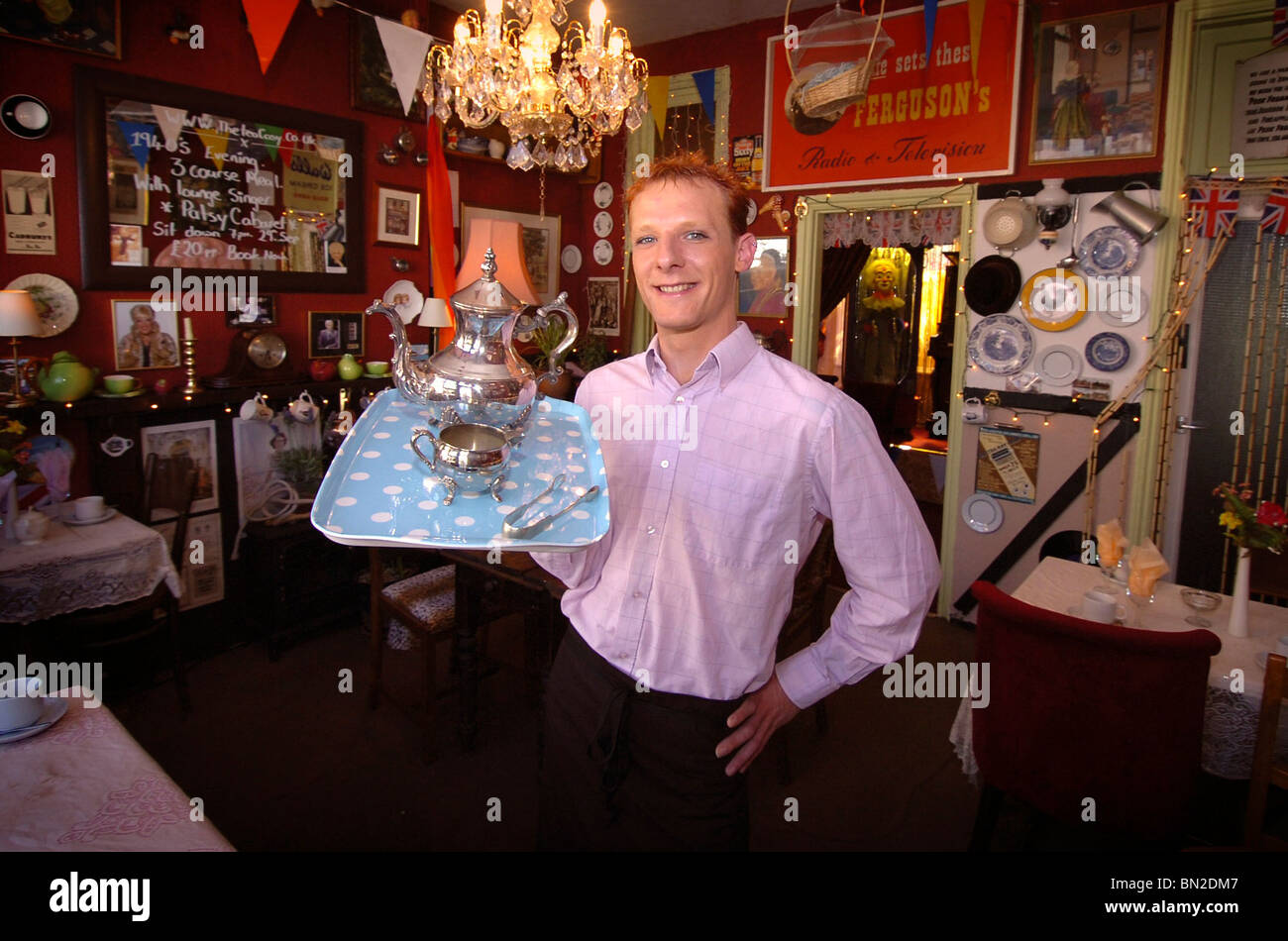 David Daly of the famous Tea Cosy tea rooms in Brighton. Customers must ...