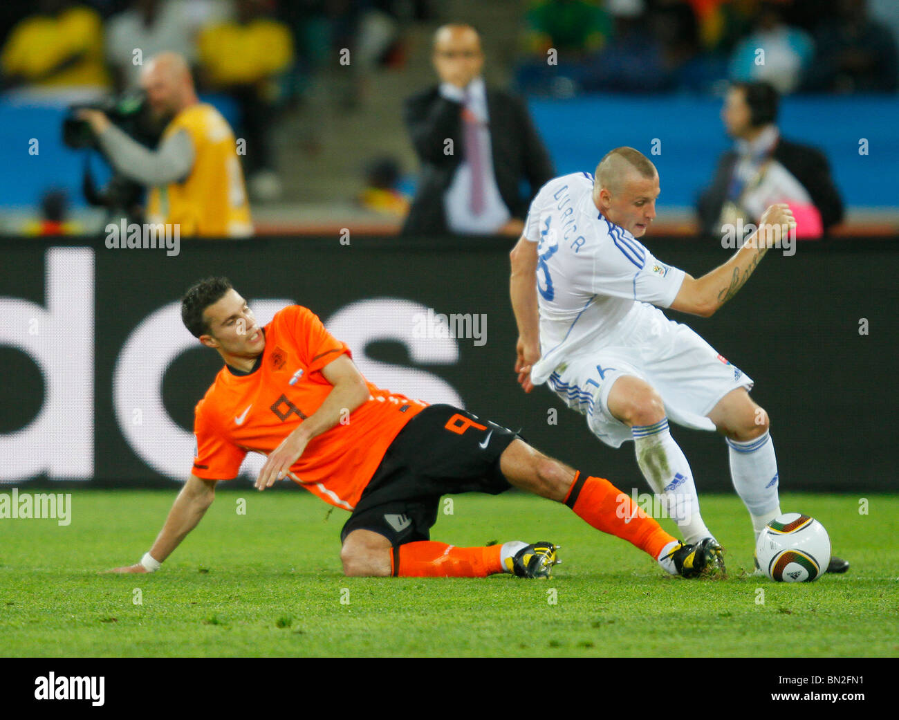 ROBIN VAN PERSIE & JAN DURICA NETHERLANDS V SLOVAKIA DURBAN STADIUM ...