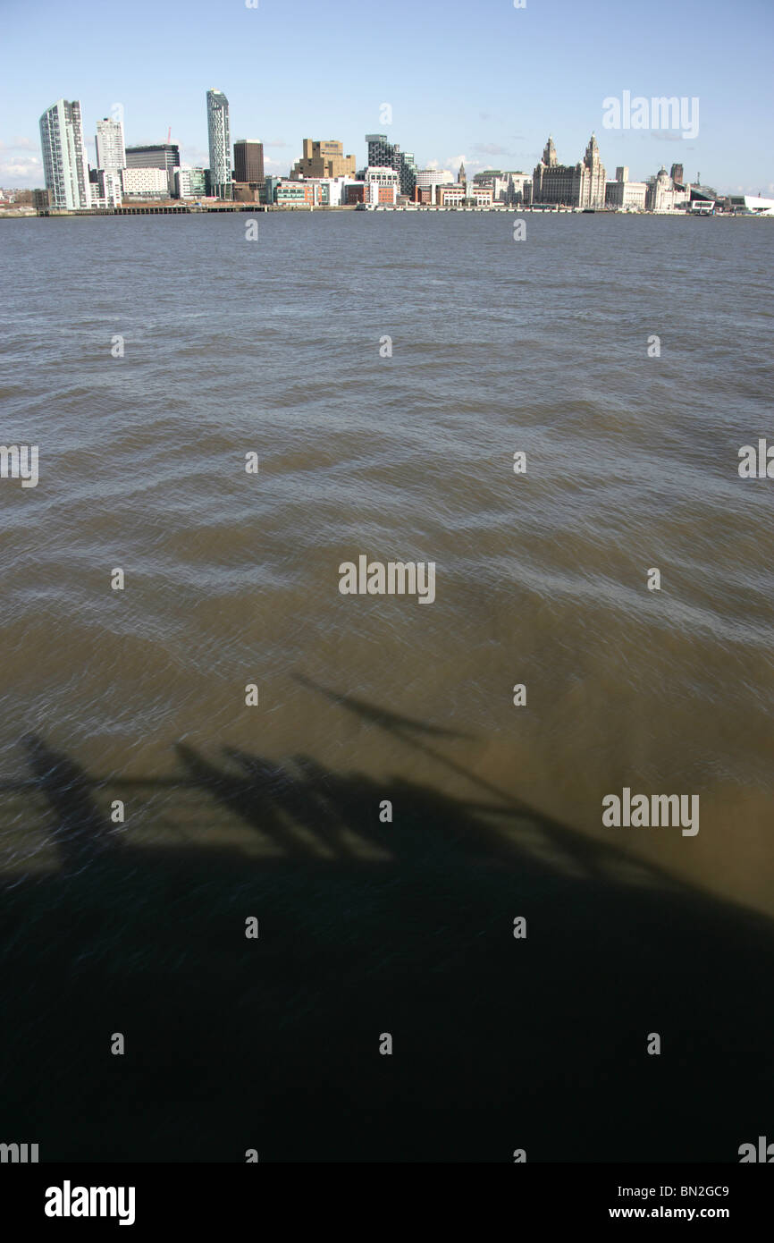 City of Liverpool, England. Landscape view of Liverpool skyline with ...