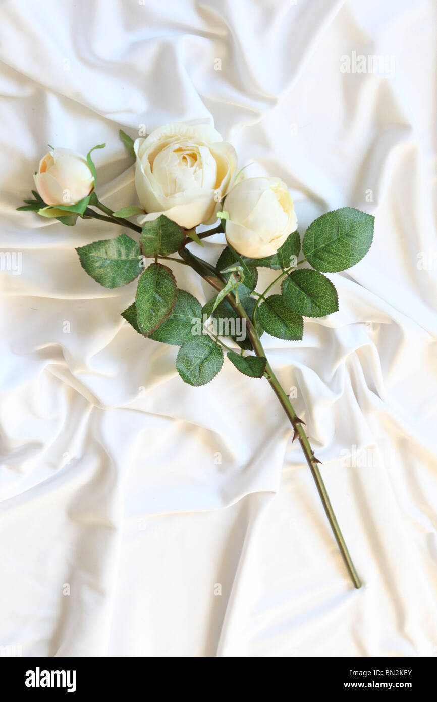 Silk flower on white background Stock Photo - Alamy