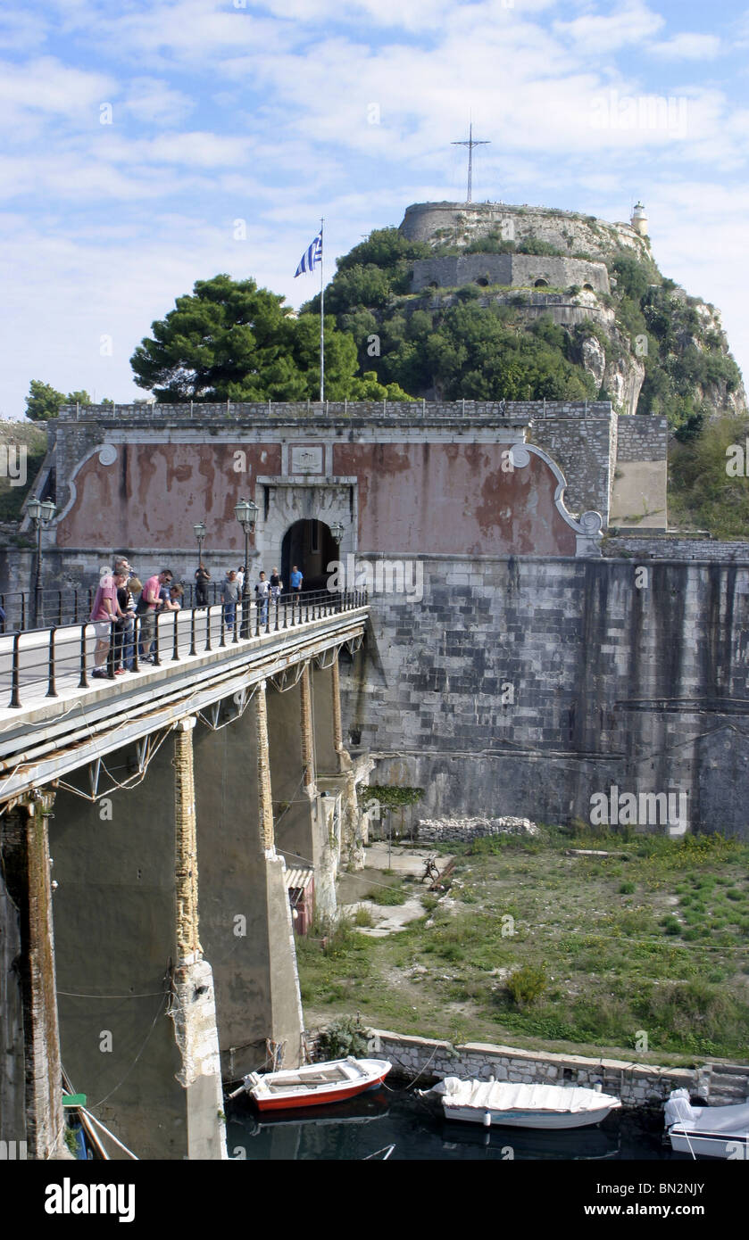 The entrance to the old fort (Paleo Frourio) in Corfu town Greece Stock ...