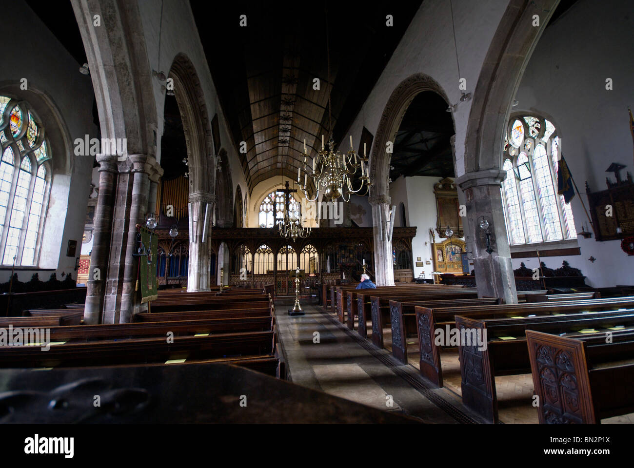 Dartmouth Devon UK Parish Church Interior Stock Photo - Alamy