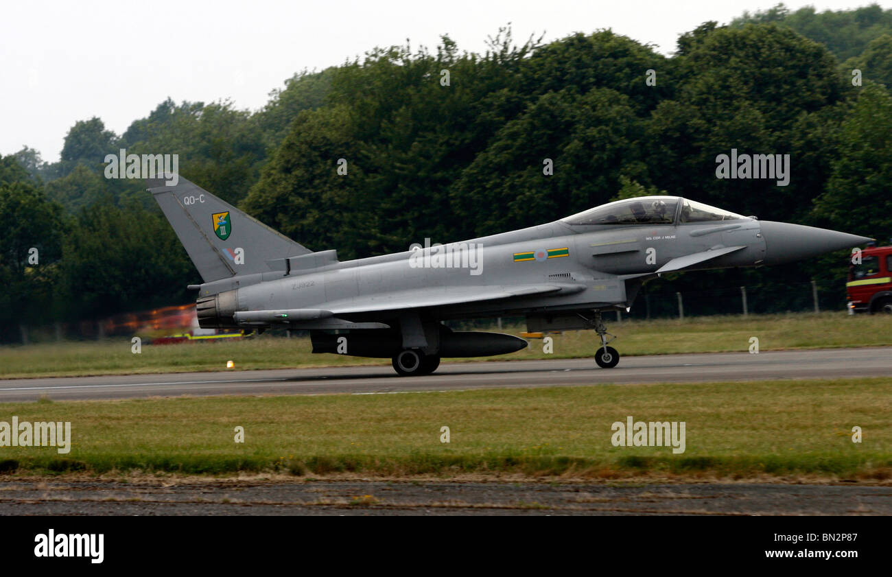 Royal Air Force Typhoon taking off at Biggin Hill in Kent England Stock ...