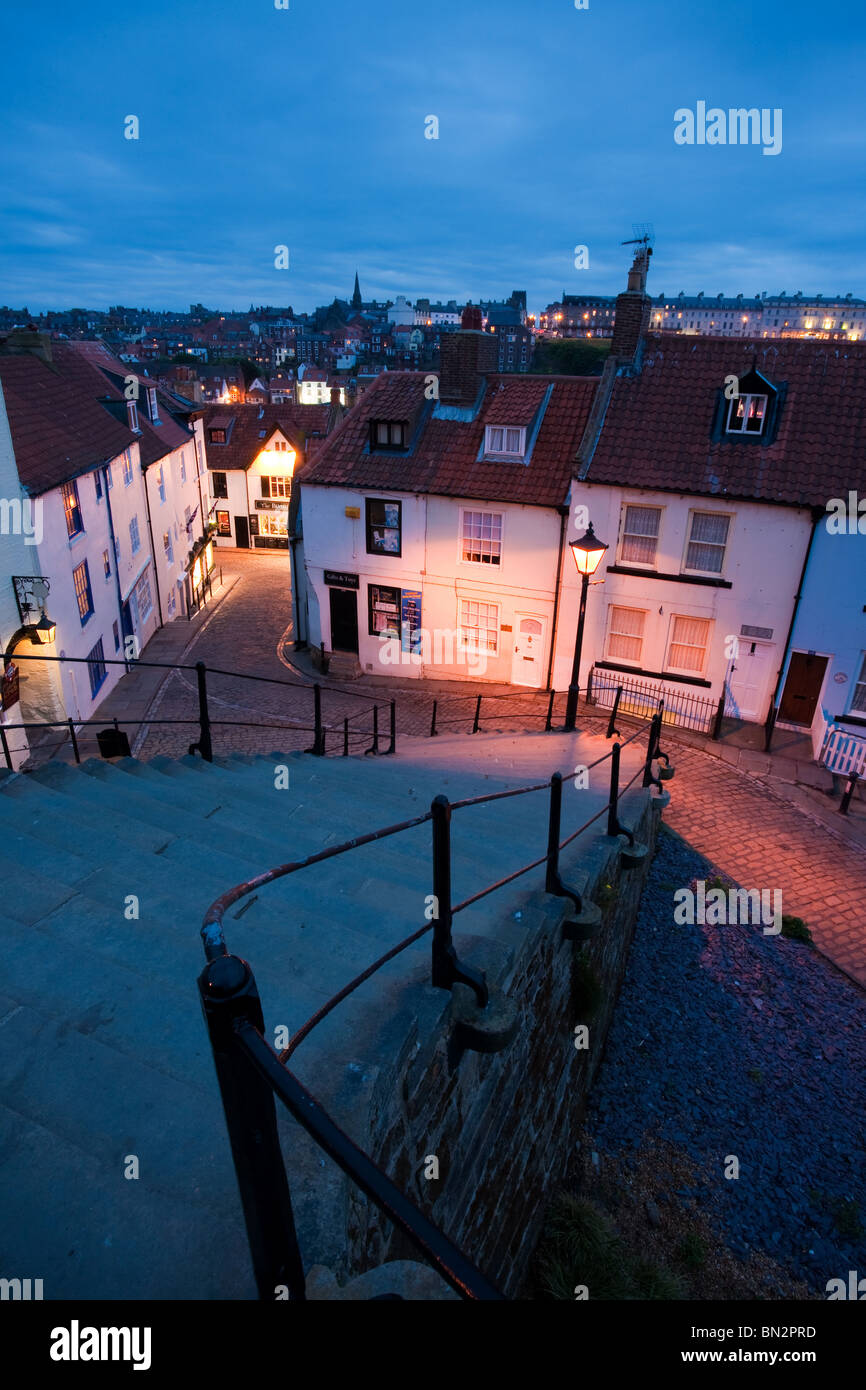 View on an empty Church Street at dusk from the 99 steps with nice ...