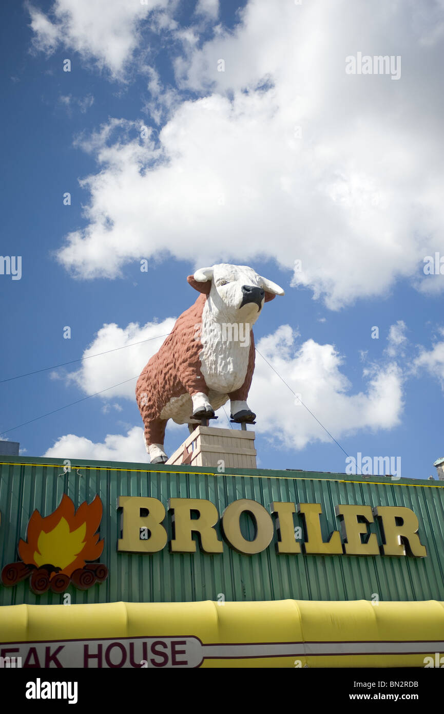 Bull on Top of Restaurant Stock Photo - Alamy