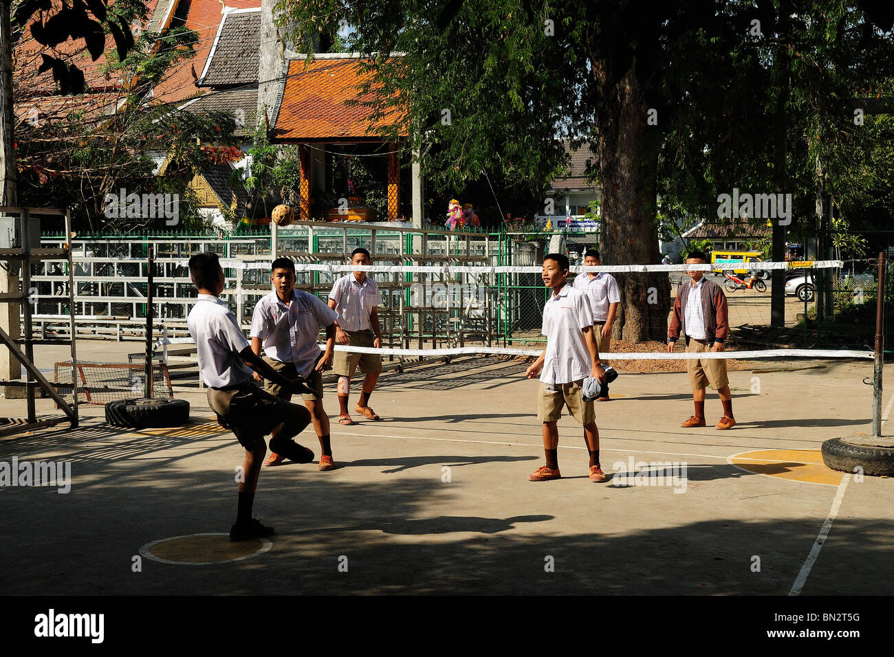 Thai men playing Sepak takraw (kick volleyball) Chiang Mai, Thailand ...