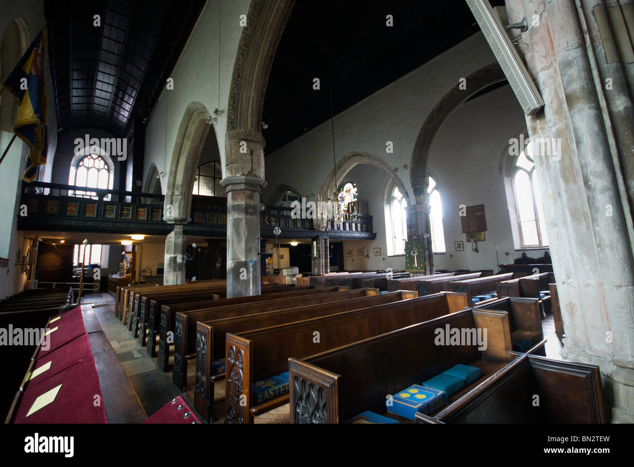 Dartmouth Devon UK Parish Church Interior Stock Photo - Alamy