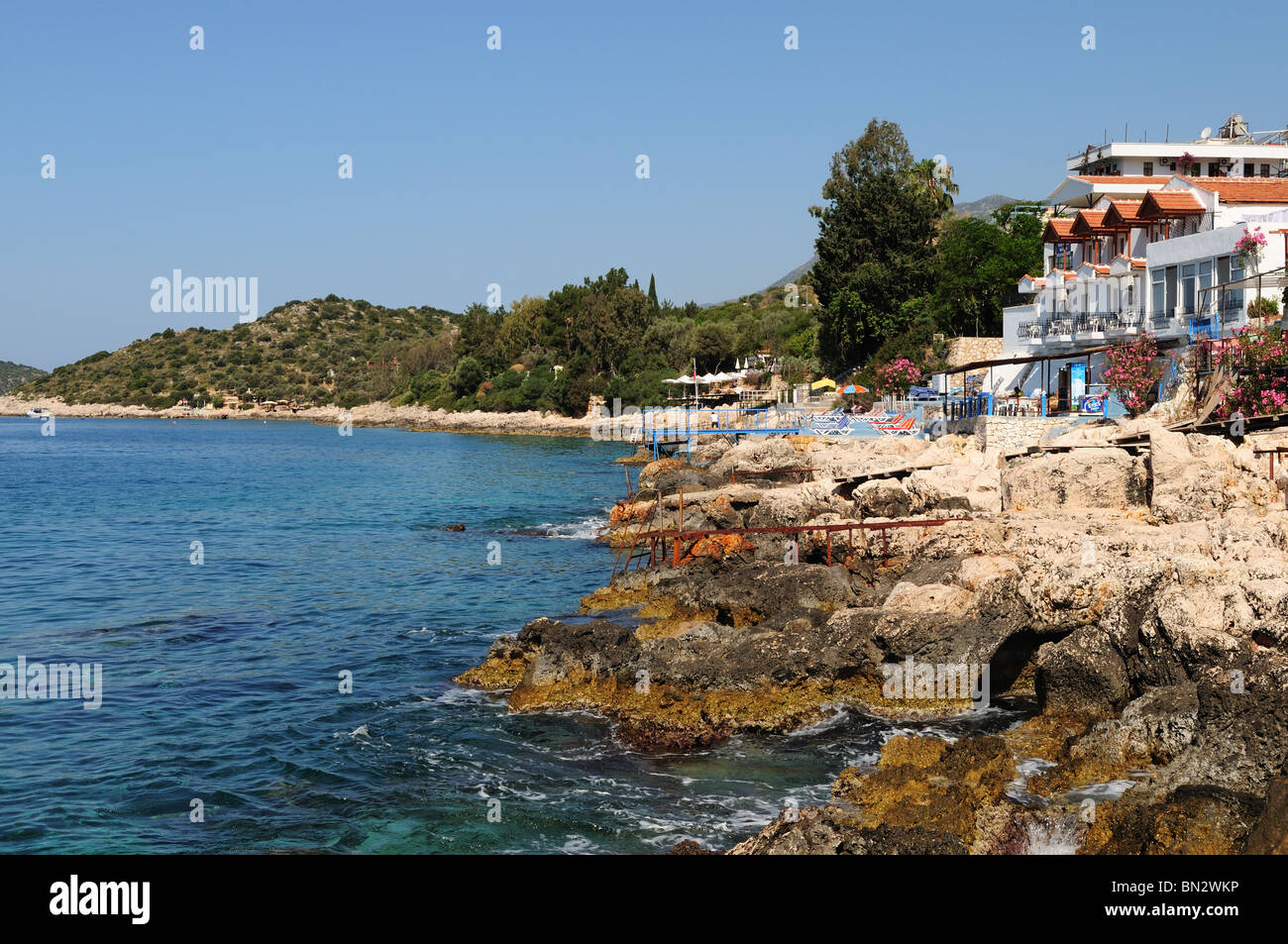 The shoreline at Kas on the Mediterranean Sea Turkey Asia Minor Stock ...