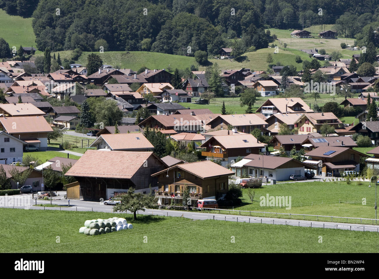 Village wilderswil in swiss alps near interlaken Stock Photo - Alamy
