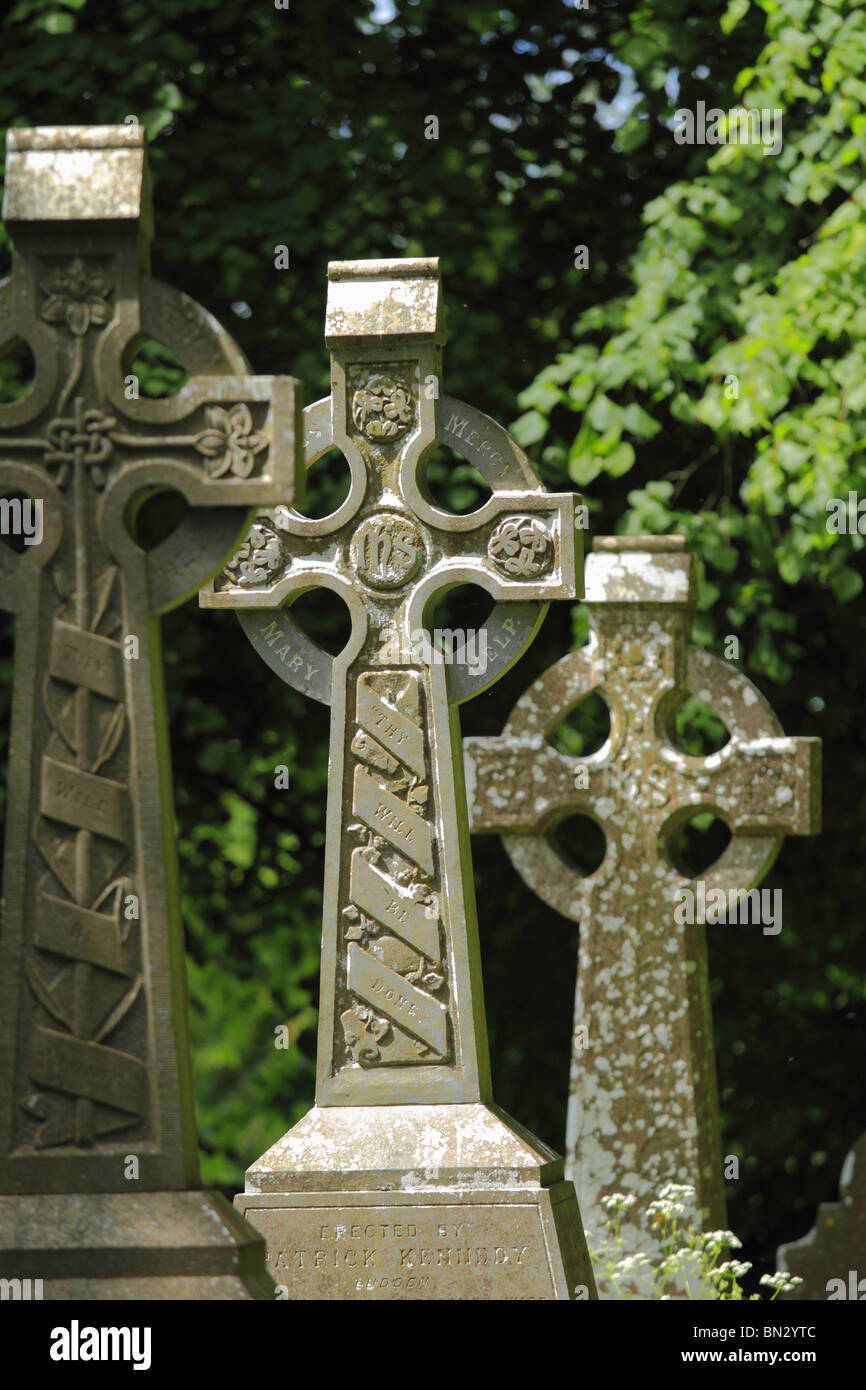 Celtic Crosses in an Irish Cemetery Stock Photo - Alamy
