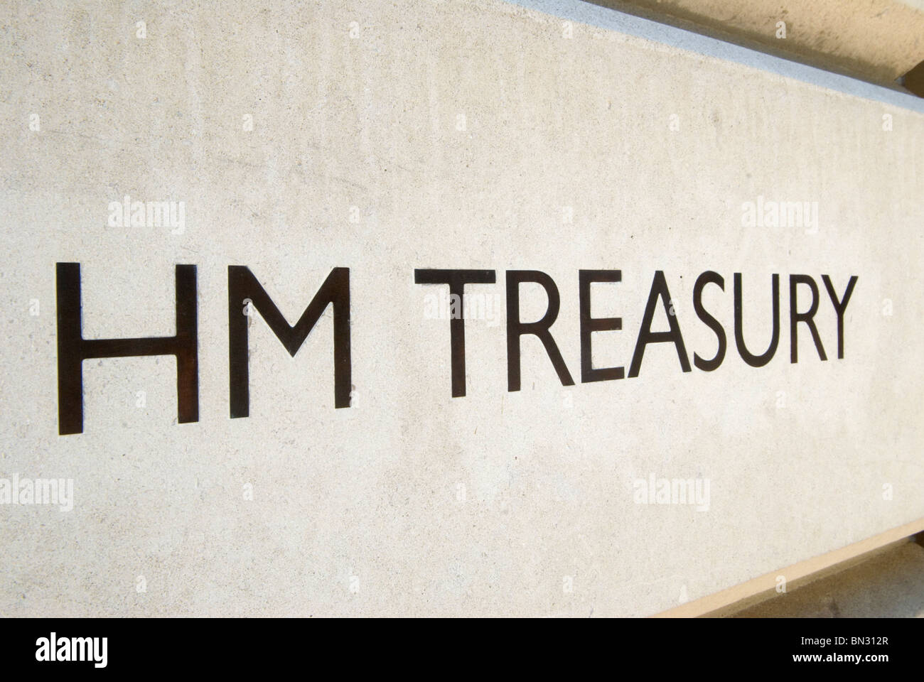 HM Treasury UK wall sign. Horse Guards Road Whitehall London. 2010 ...