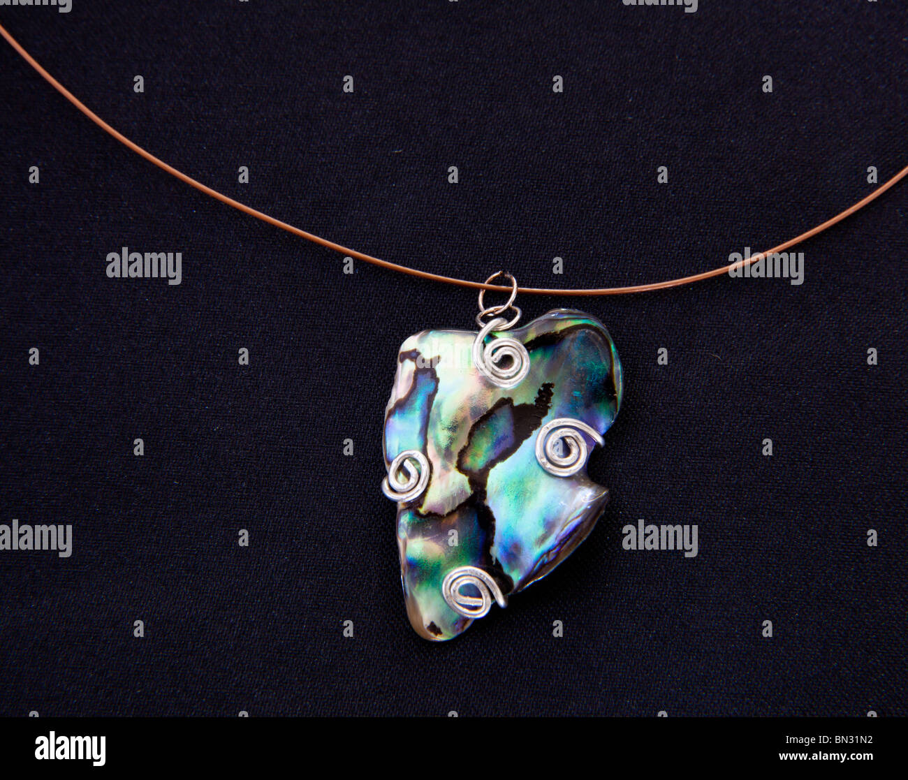 Single Paua shell from New Zealand made into a necklace / pendant Stock ...