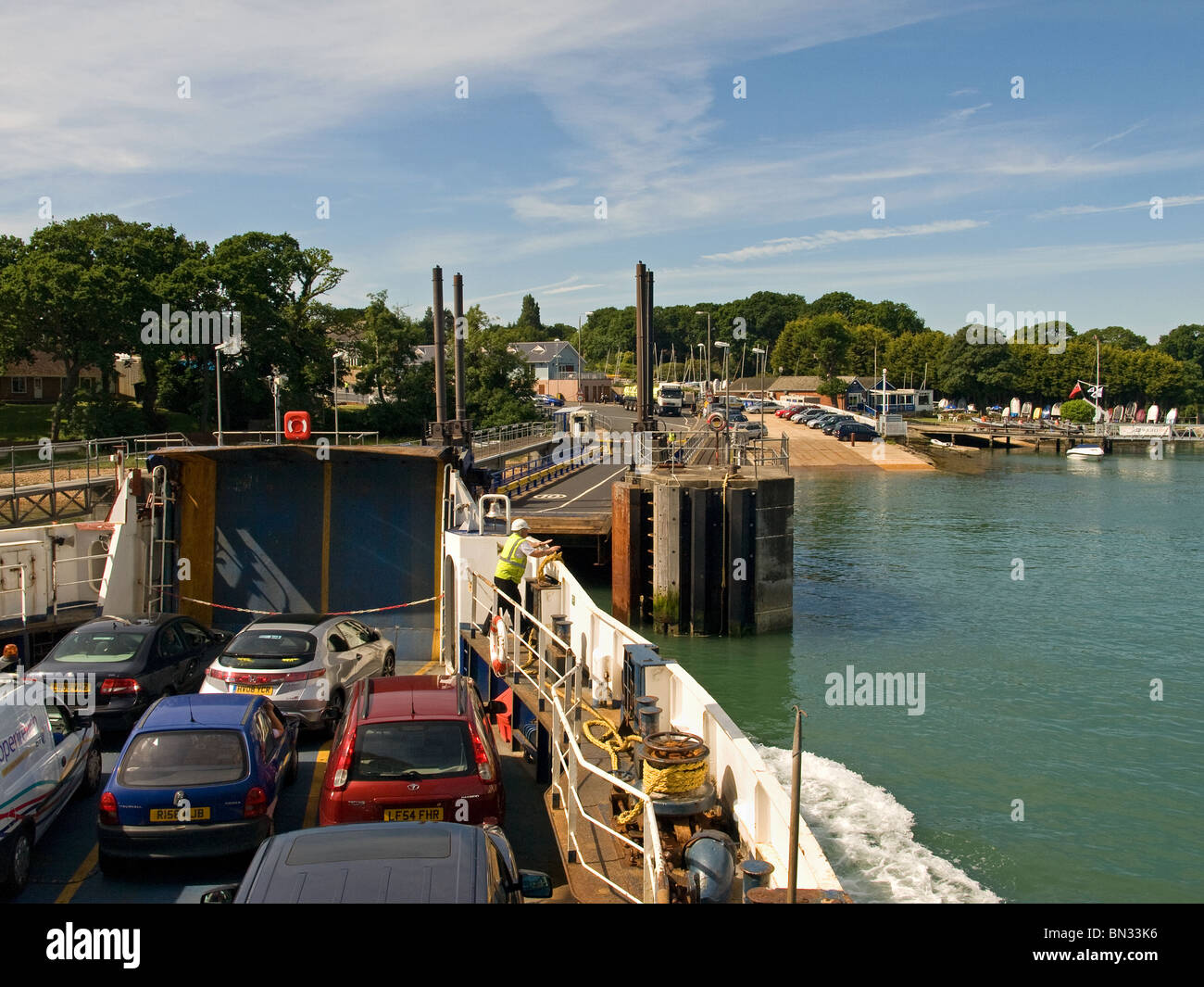 Wightlink car ferry St Helen about to berth at Fishbourne Isle of Wight ...