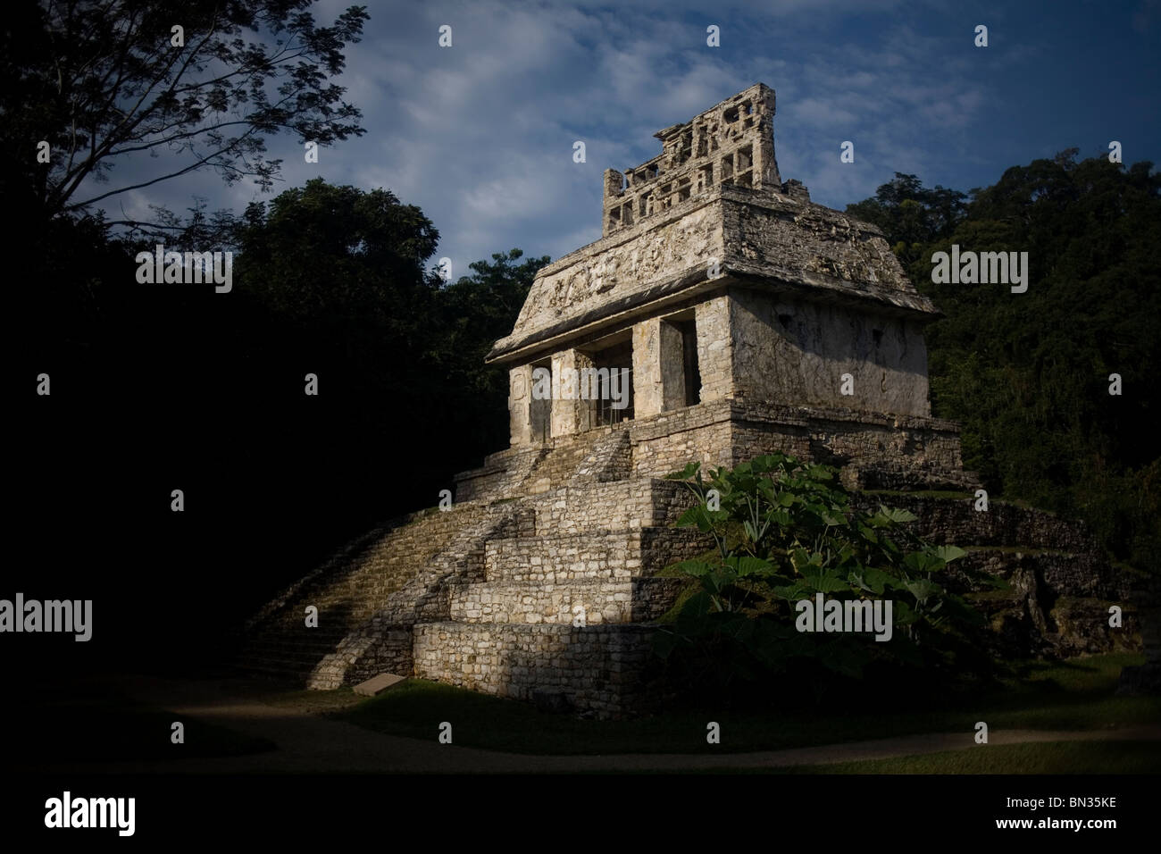 The Temple of the Sun in the ancient Mayan city of Palenque, Chiapas ...