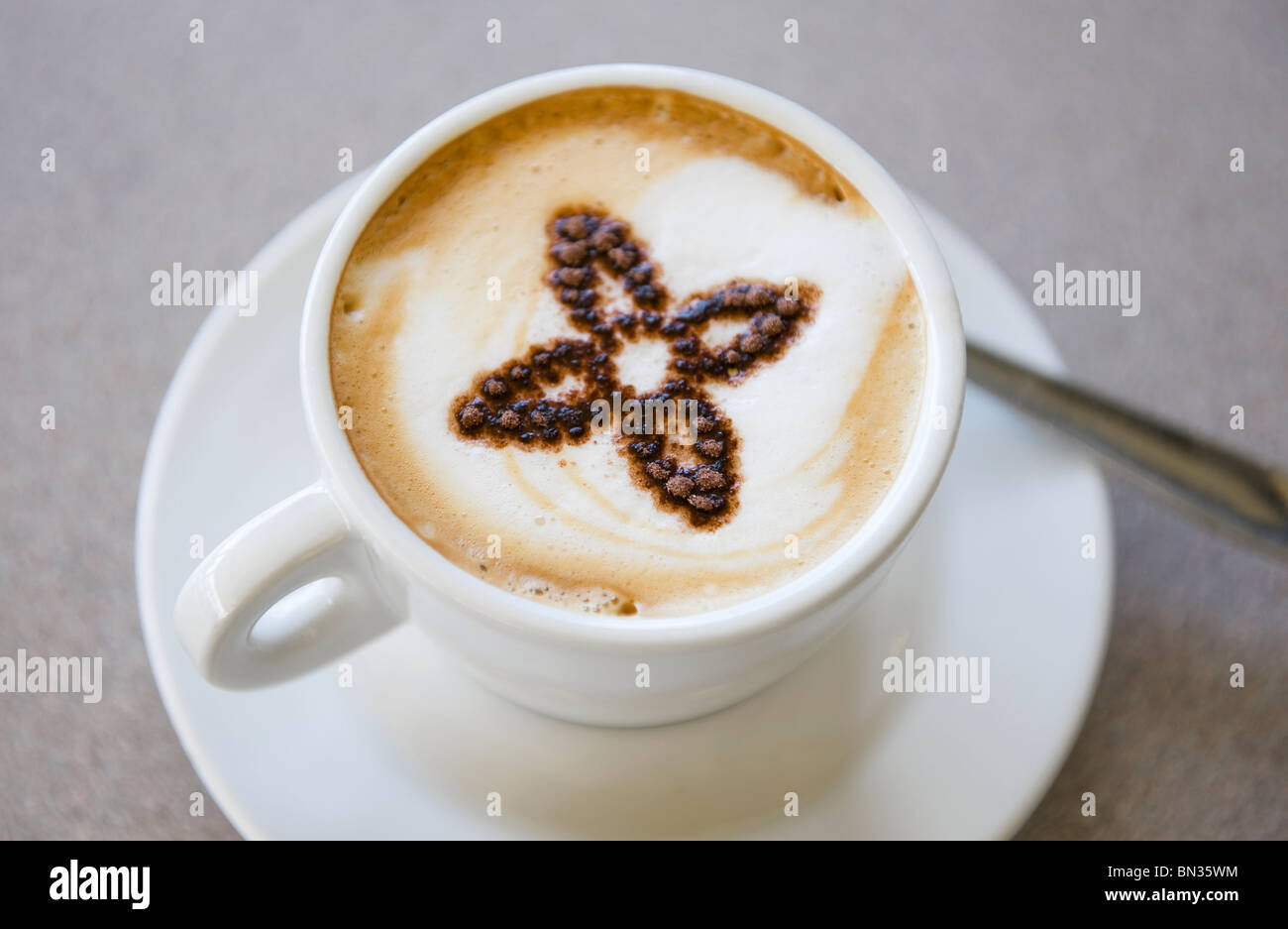 cappuccino coffee and chocolate topping Stock Photo - Alamy