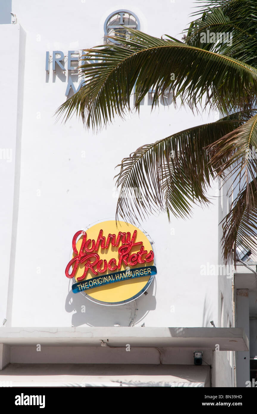 First Hamburger joint Johnny Rockets on Ocean Drive in South Beach ...