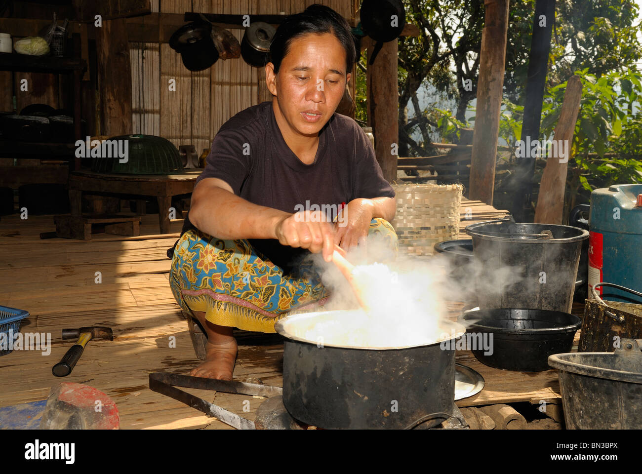 Portrait of Black Lahu woman, hill tribe of Mae Hong Son, Northern ...