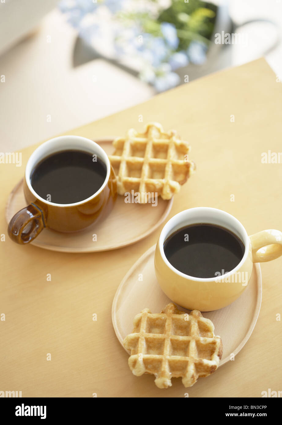 Coffee and waffle Stock Photo - Alamy