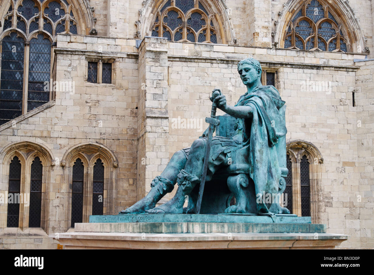 Statue of Emperor Constantine outside York Minster. York, England, UK ...