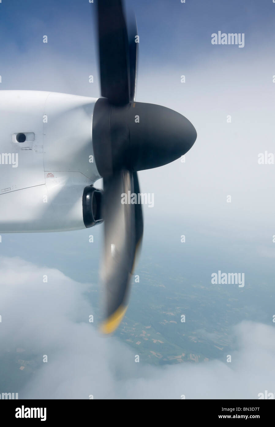 Turbo prop aircraft propellor in motion showing blades and movement ...