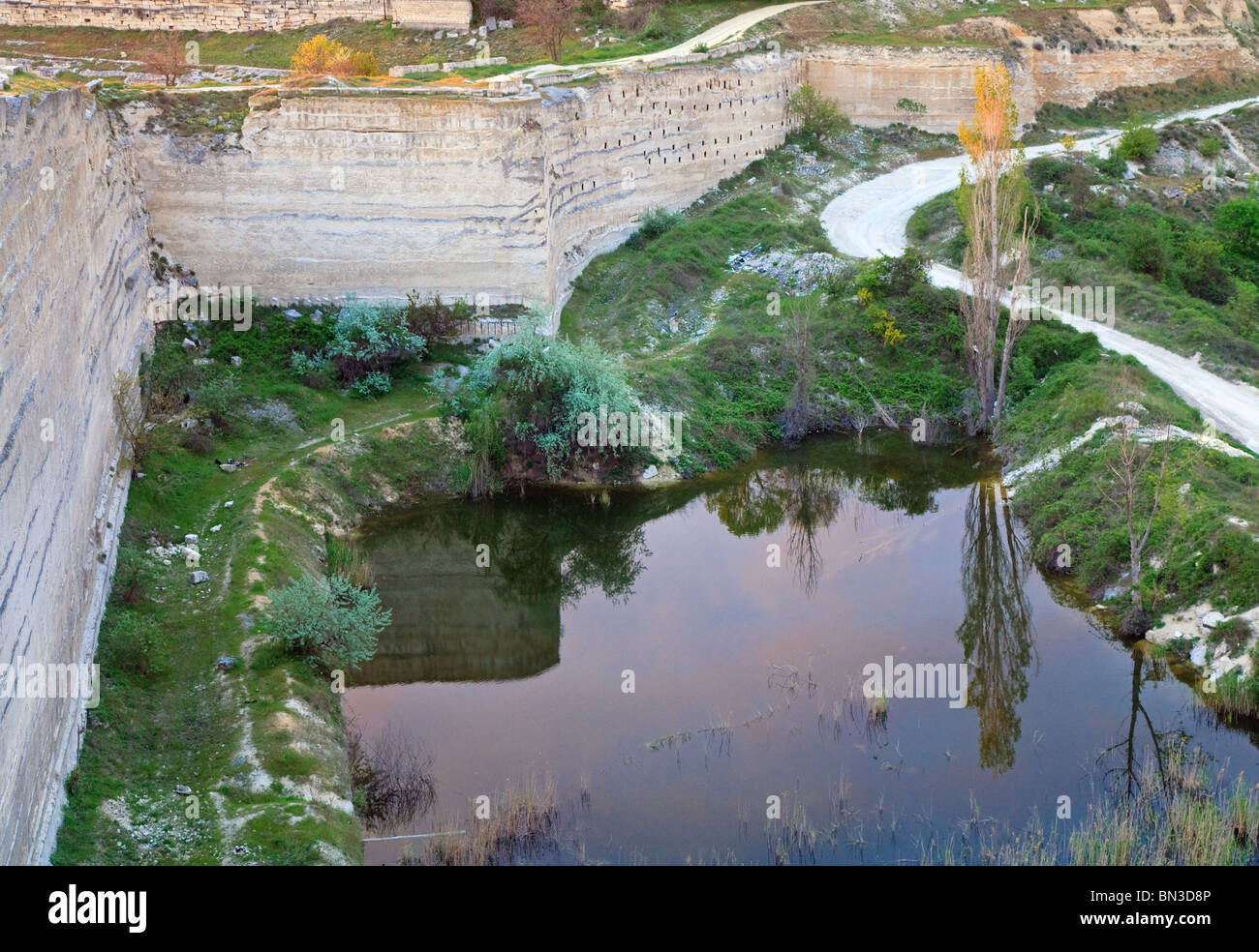 Evening abandoned half-flooded quarries in the vicinity of Sevastopol ...