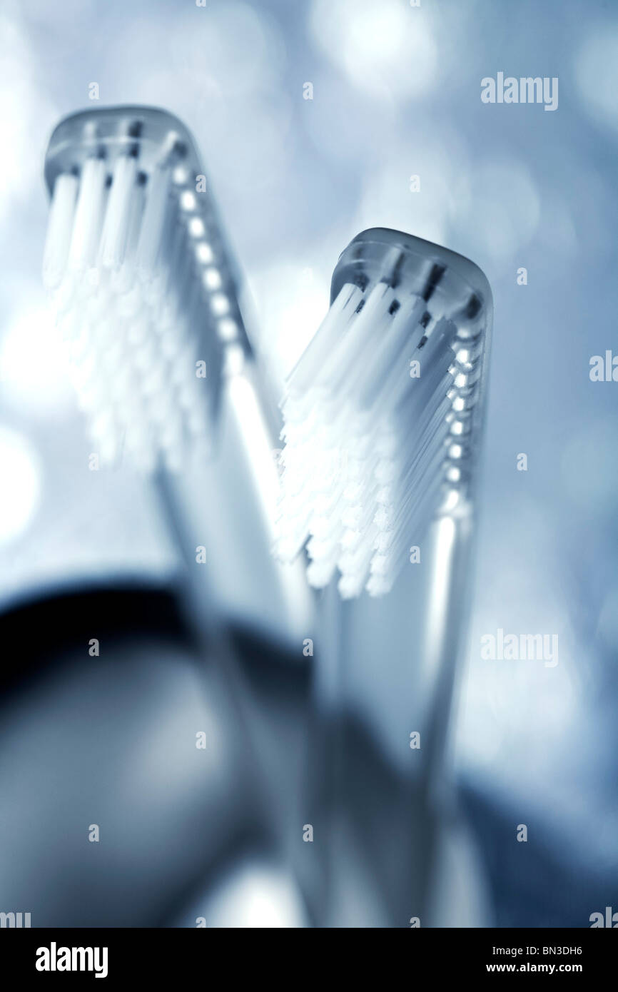 Two toothbrushes, close-up Stock Photo - Alamy