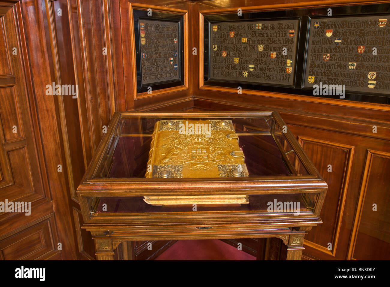 Golden book in a display cabinet hi-res stock photography and images ...