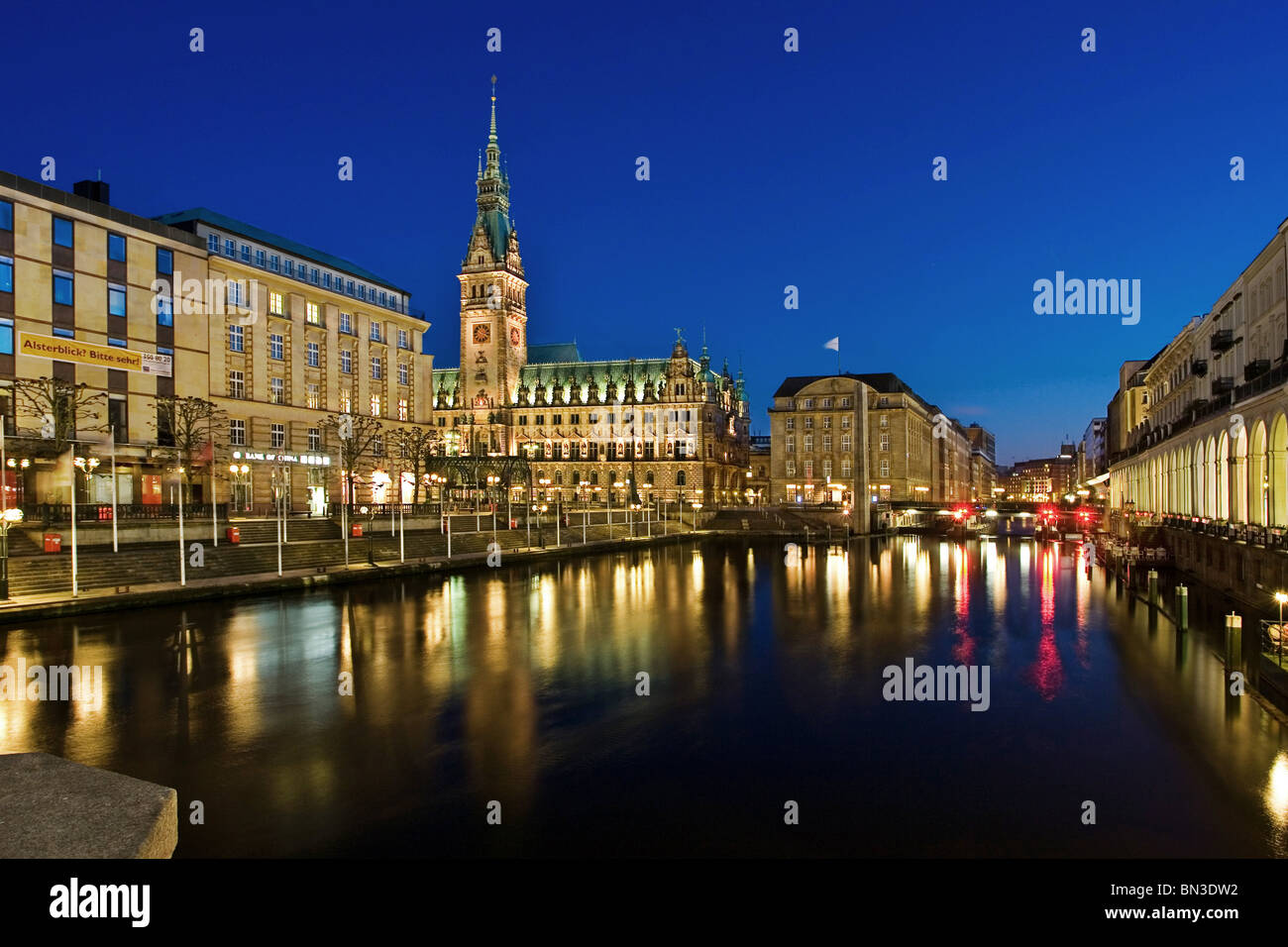 View of town hall and the Alster, Hamburg, Germany Stock Photo - Alamy