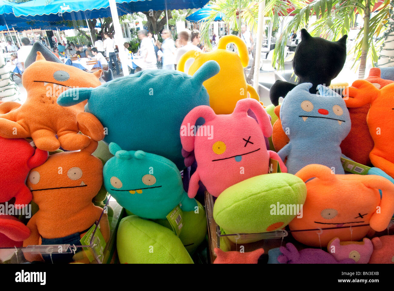Stuffed toy display on Lincoln Road, a pedestrian mall, shopping and ...