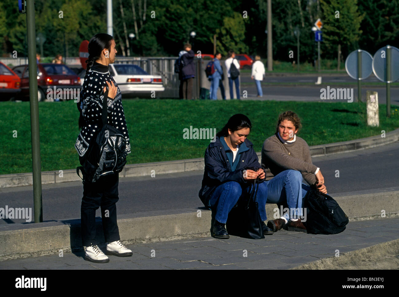 Belgian people young women female students on campus at The University ...