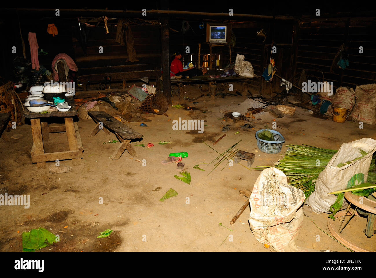 Inside a house of a Hmong village, Mae Hong Son, Northern Thailand ...