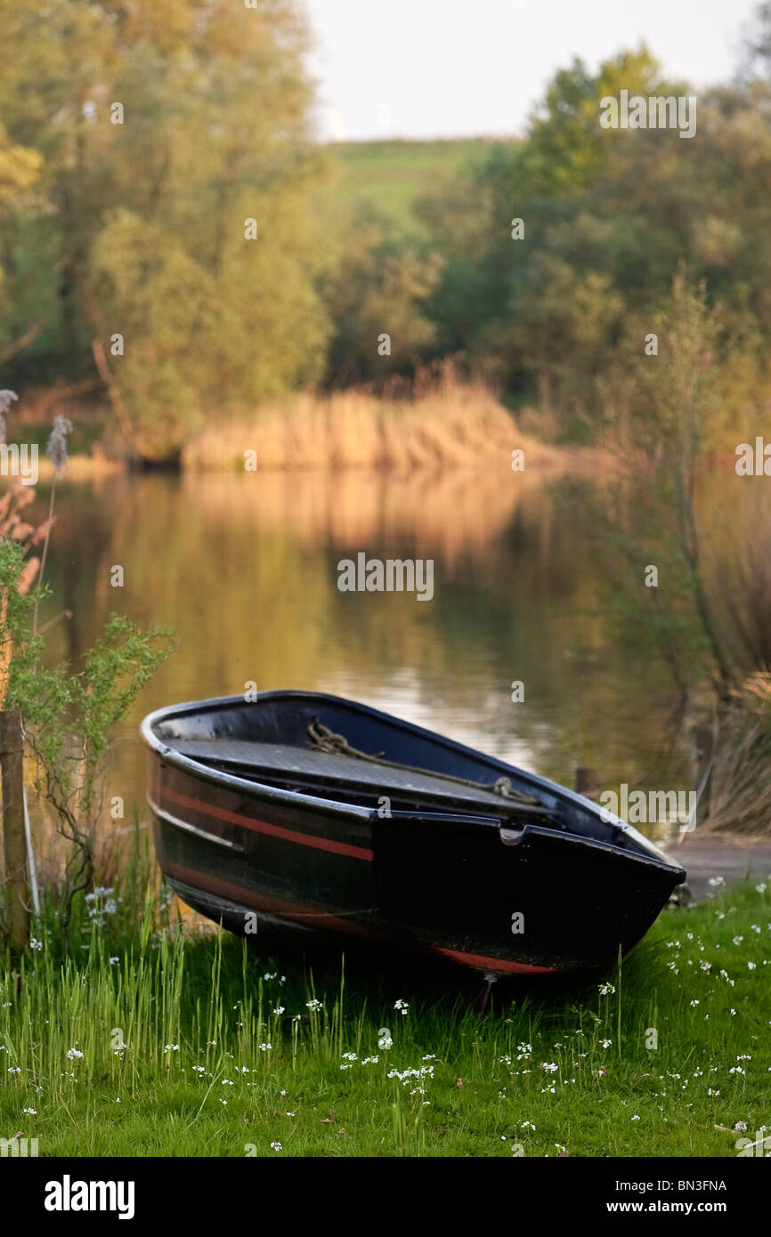 Rowing boat at lakeside, Finkenwerder, Hamburg, Germany Stock Photo - Alamy