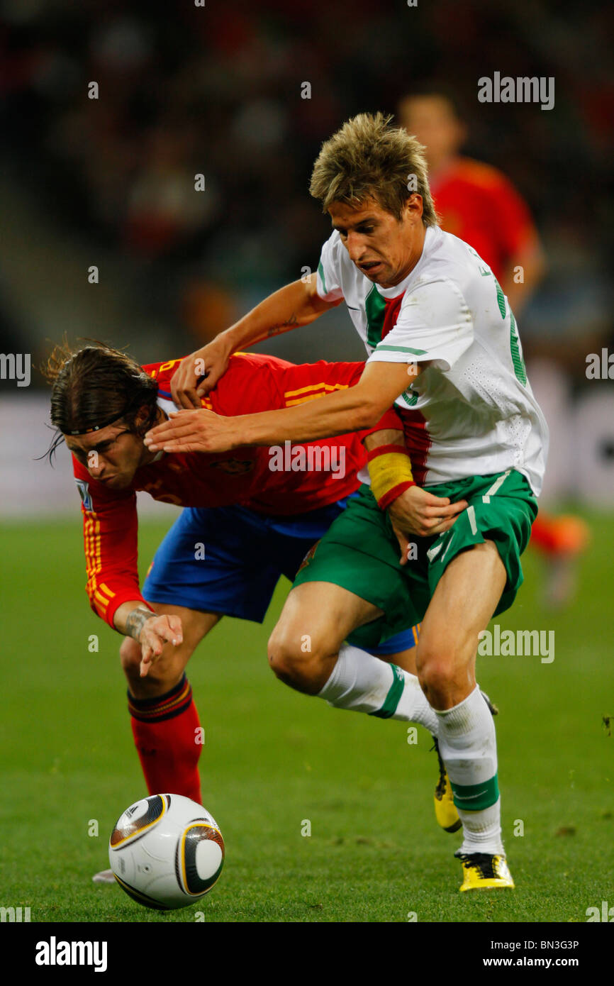 SERGIO RAMOS & FABIO COENTRAO SPAIN V PORTUGAL GREEN POINT STADIUM CAPE ...