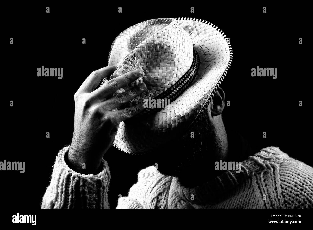Man hide face Black and White Stock Photos & Images - Alamy