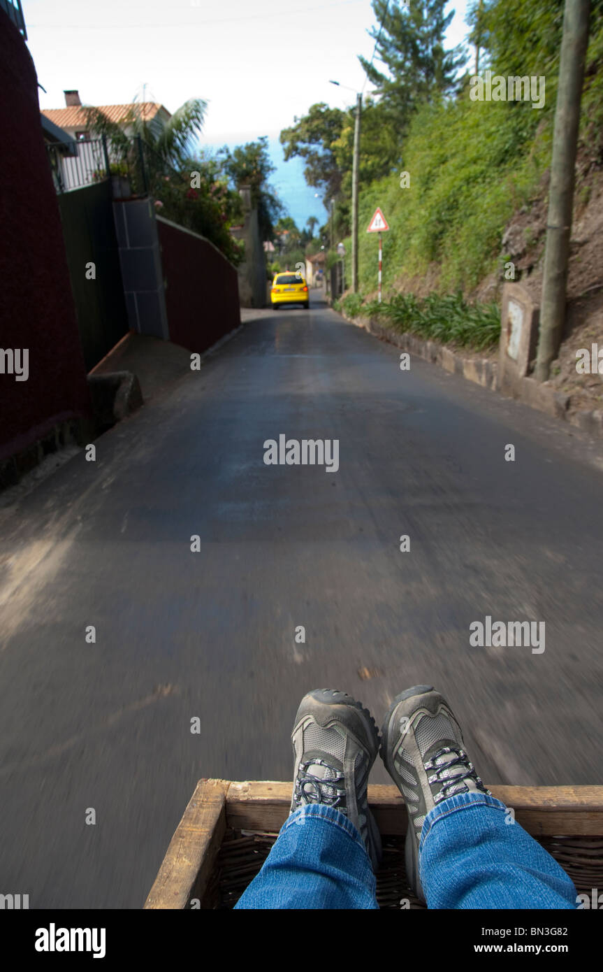 Monte funchal wicker toboggan madeira portugal hi-res stock photography ...