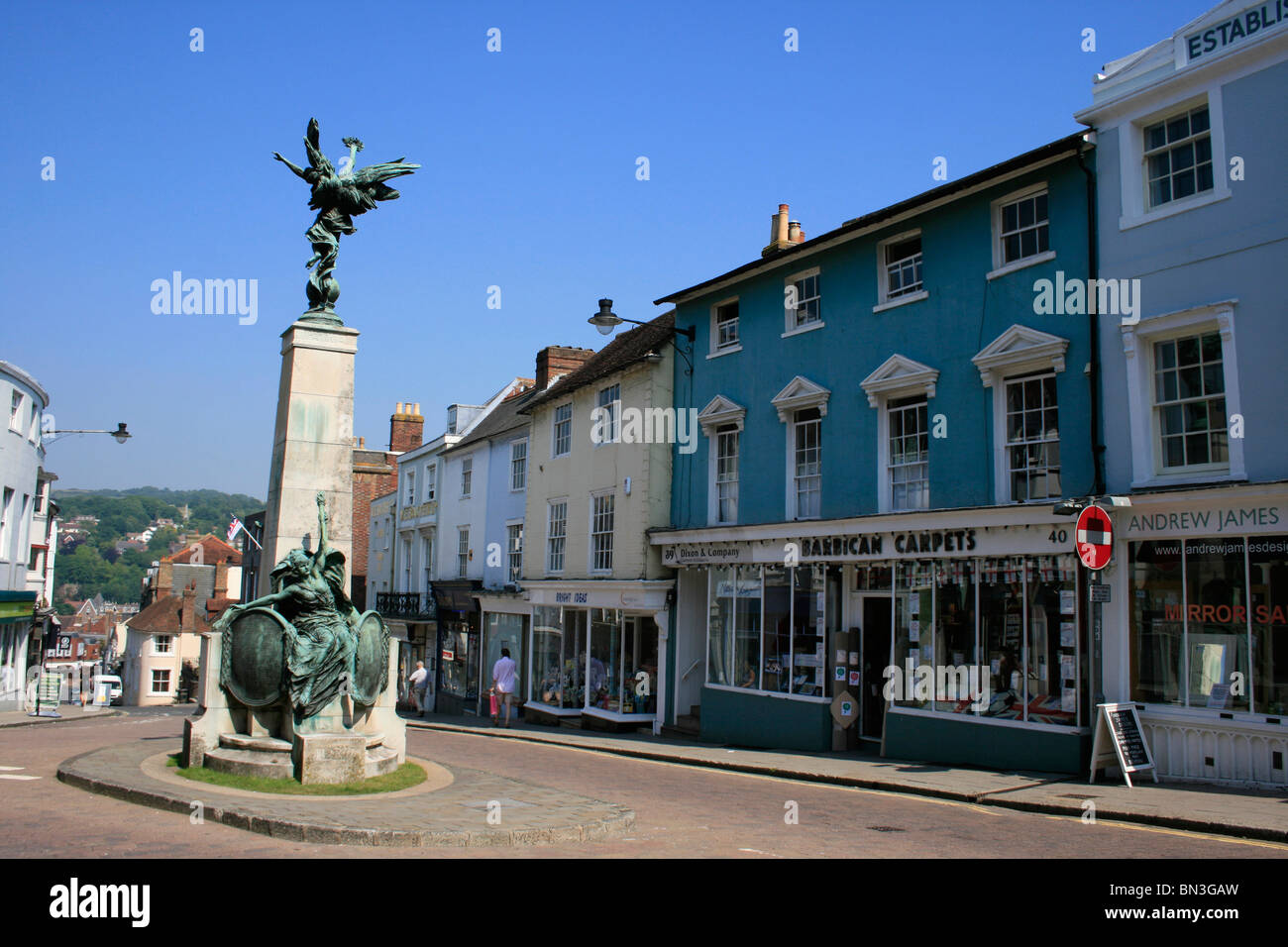 War Memorial and painted houses, Lewes High Street, East Sussex Stock ...
