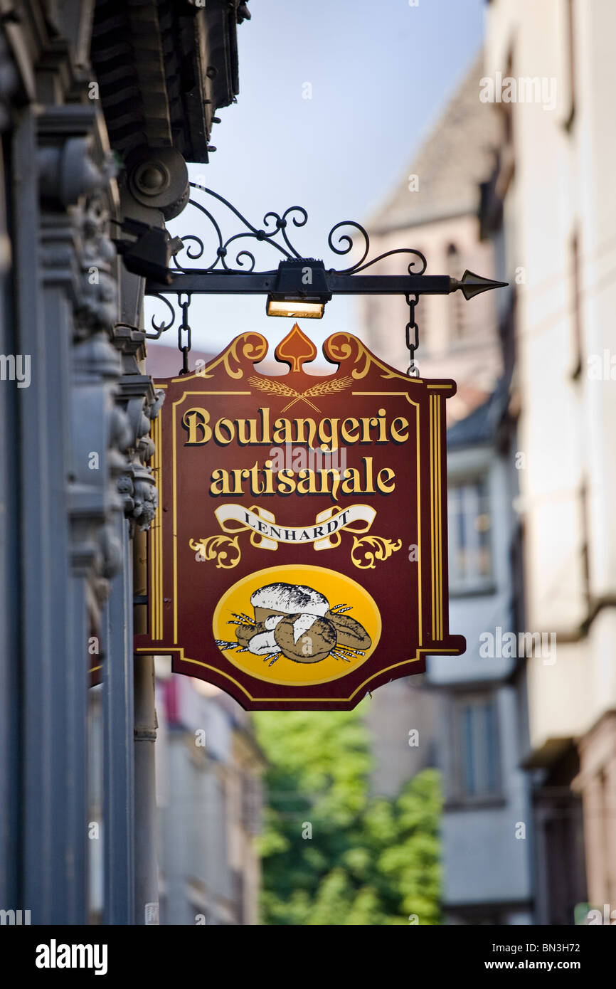 Shop sign of a bakery, Strasbourg, France, low angle view Stock Photo ...
