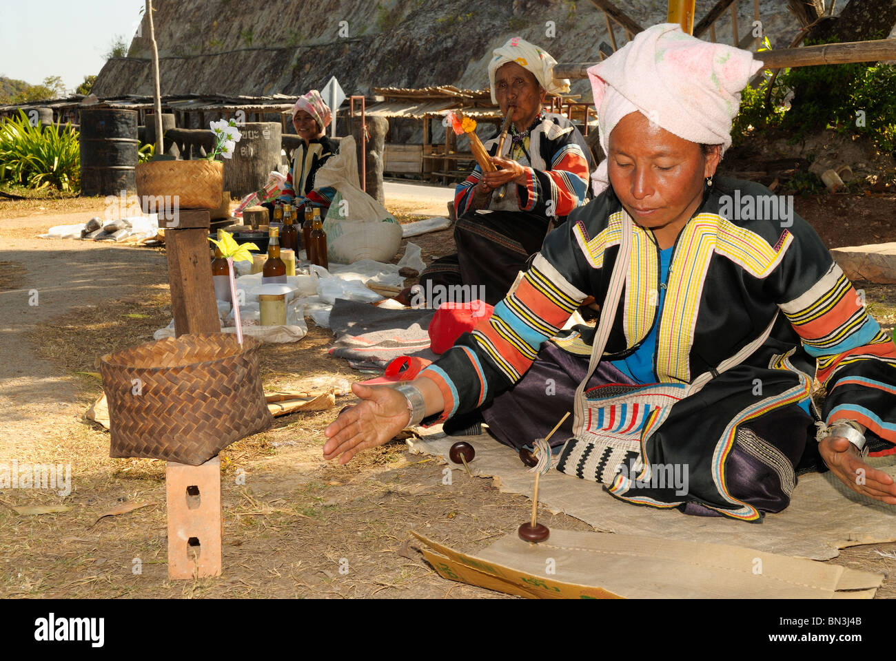 Portrait of Black Lahu woman, hill tribe of Mae Hong Son, Northern ...