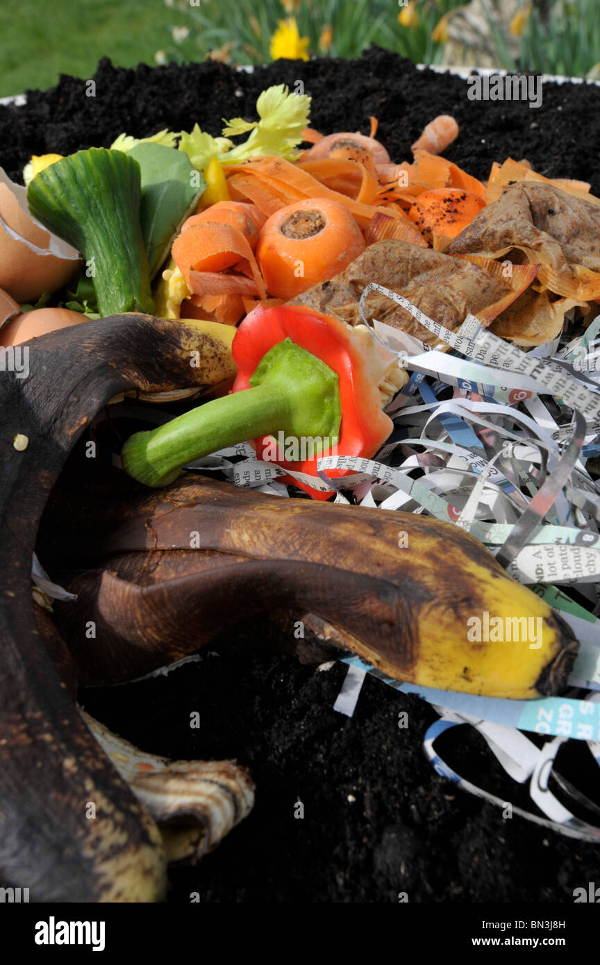 Garden composting with kitchen vegetable waste Stock Photo - Alamy