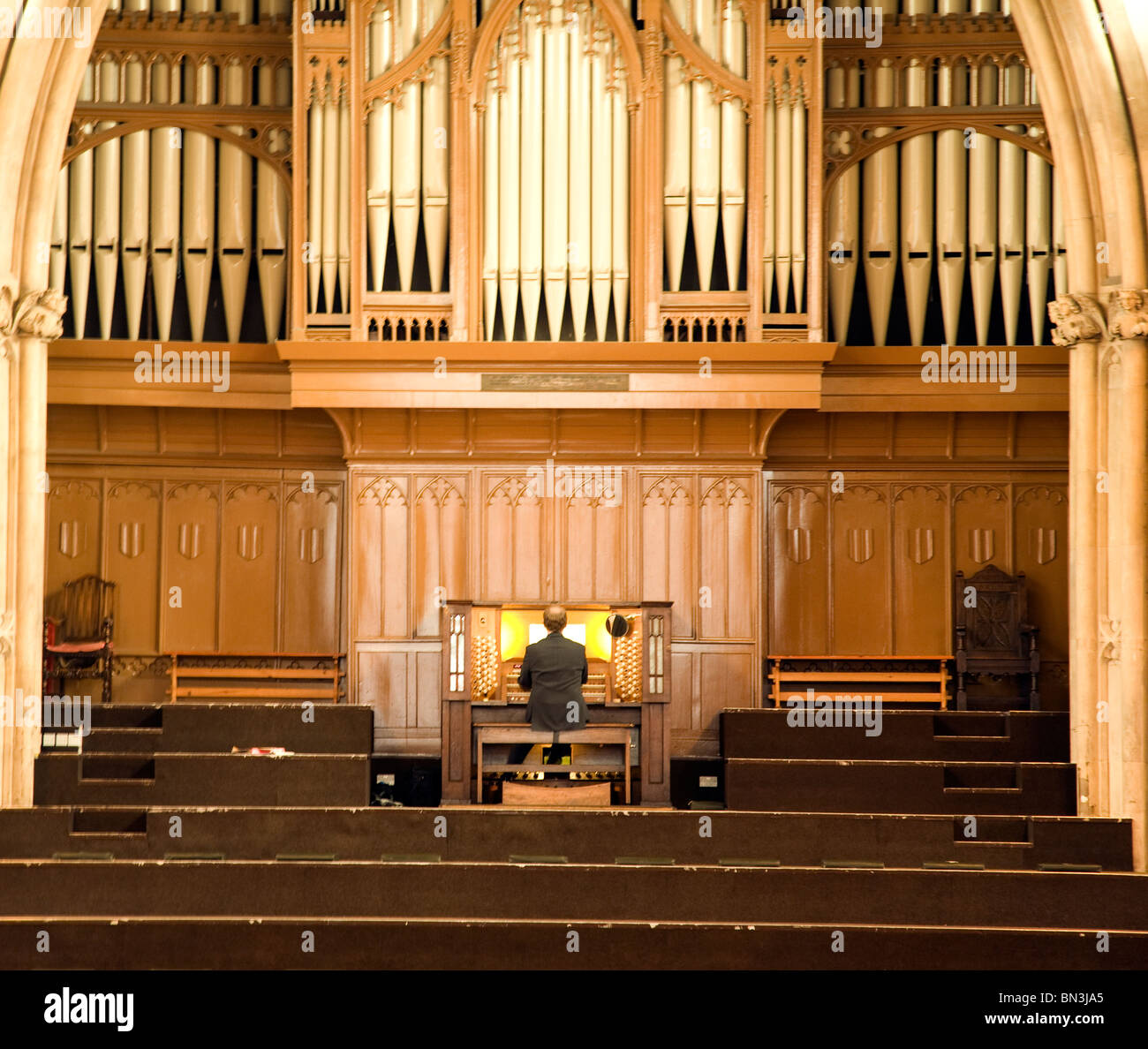 Man playing large organ Stock Photo - Alamy