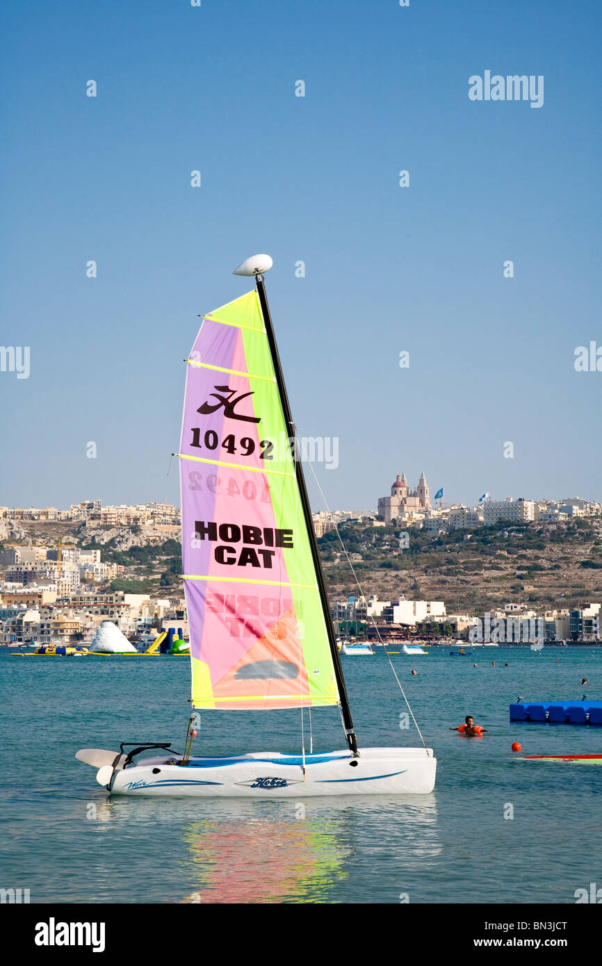 Sailing boat at mellieha bay hi-res stock photography and images - Alamy