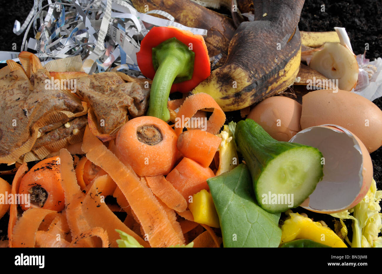 Organic vegetable waste on a garden compost heap Stock Photo - Alamy