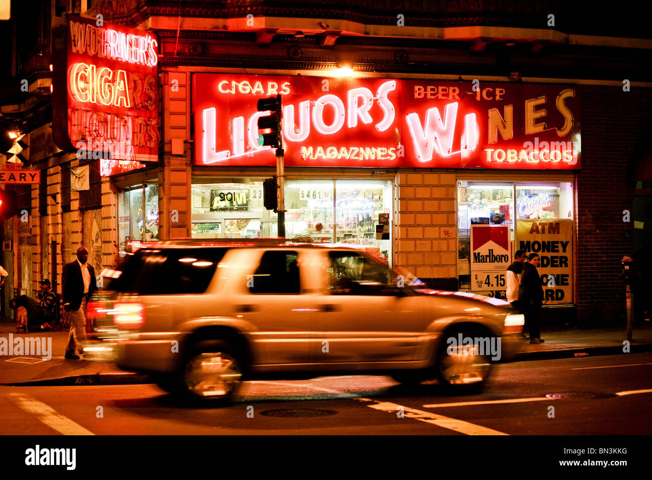 Car in front of a store at a roadside, San Francisco, USA Stock Photo ...