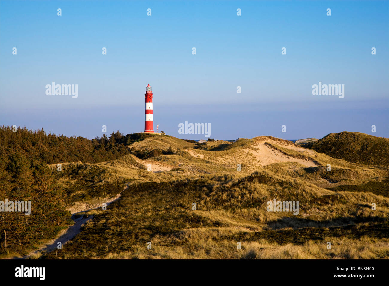 Lighthouse on Amrum Island, Schleswig-Holstein, Germany, elevated view ...