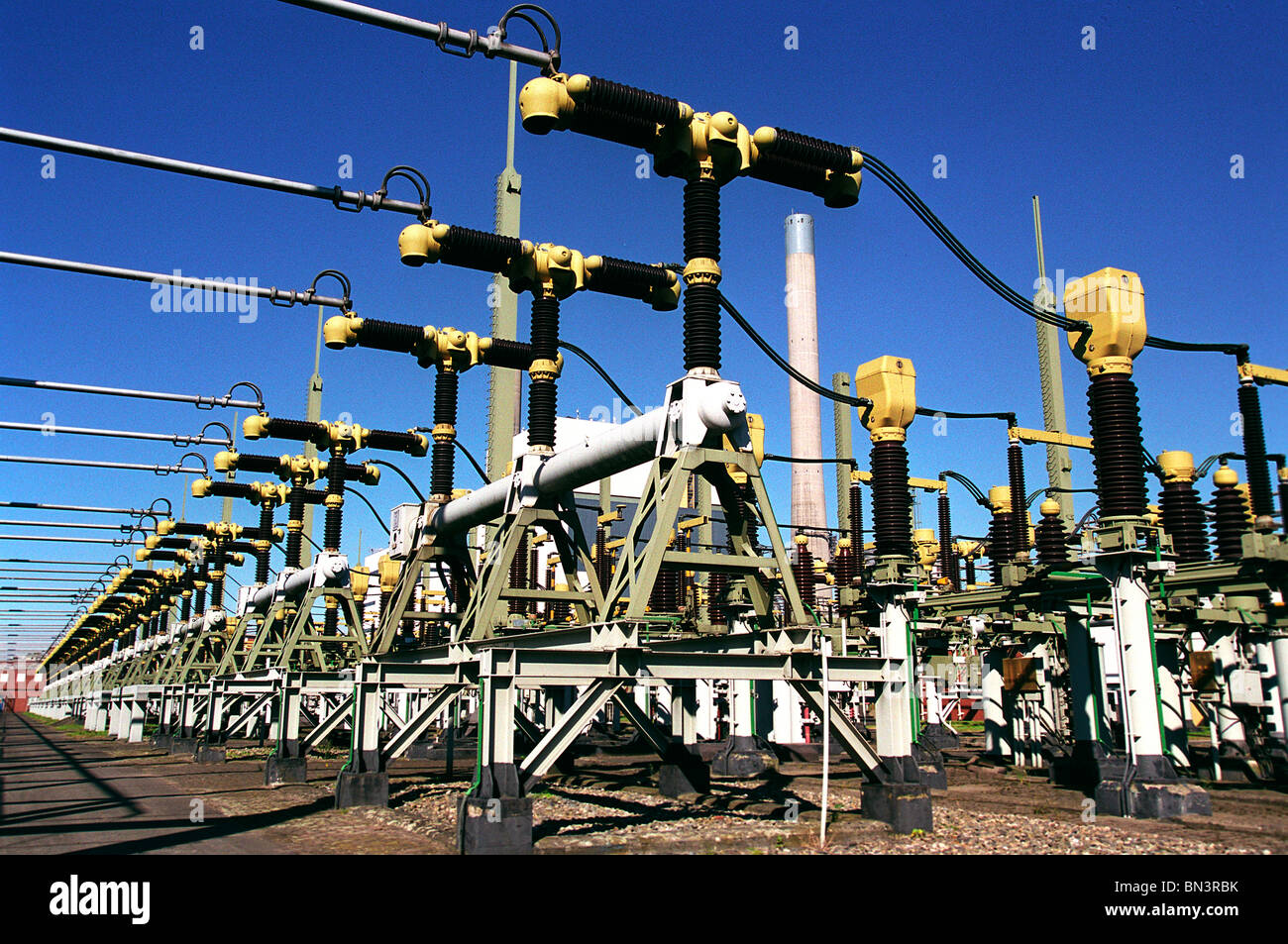 High voltage transformers at electricity substation Stock Photo - Alamy
