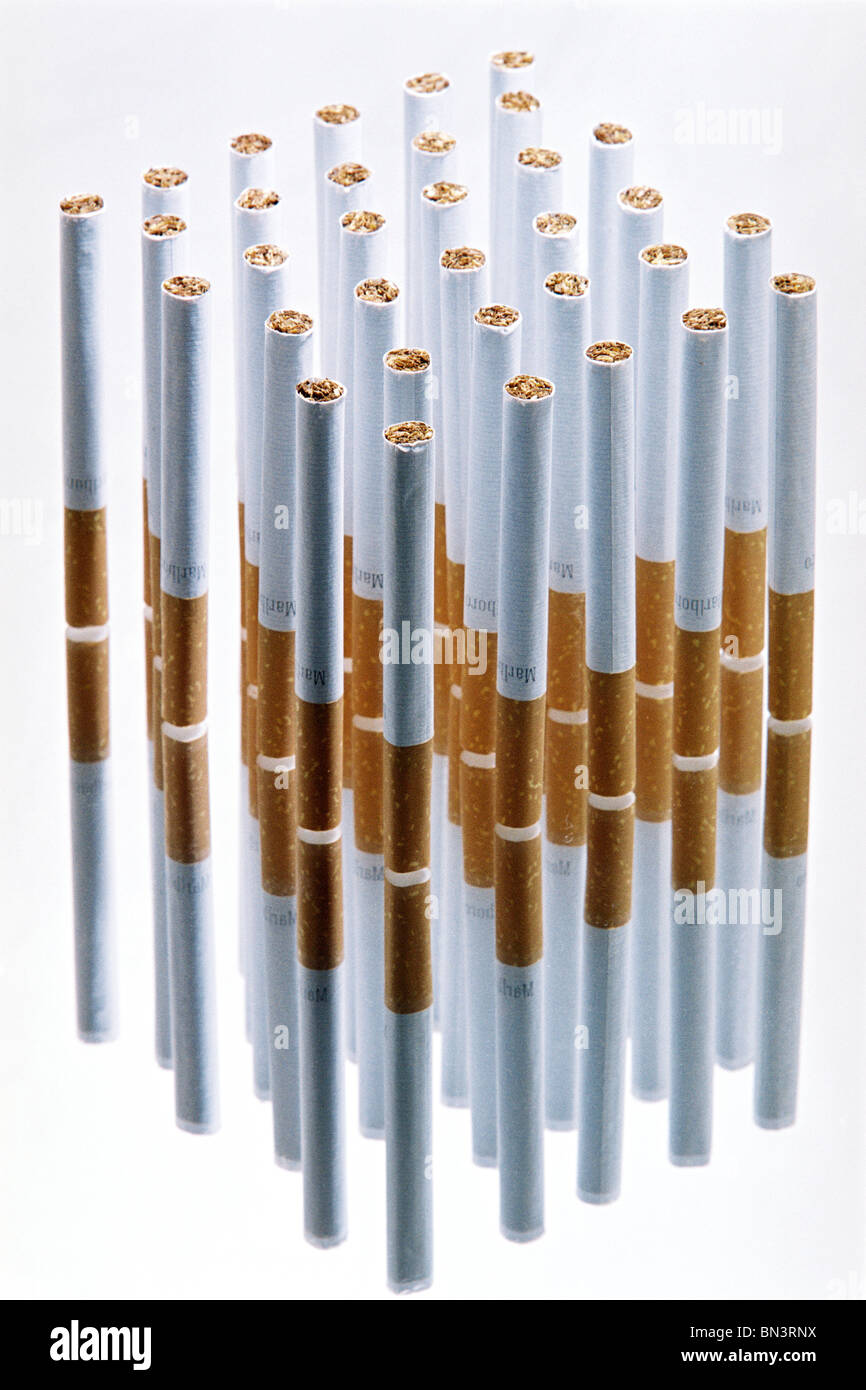 Close-up of cigarettes against white background Stock Photo - Alamy