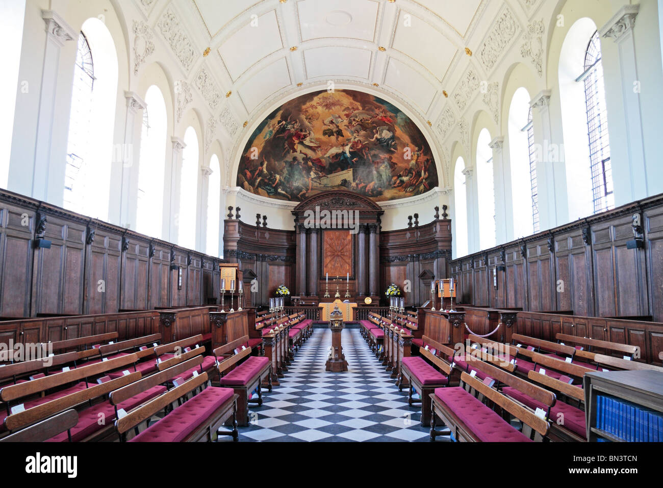 The interior of the Chapel, at the Royal Hospital, Chelsea, London, UK ...