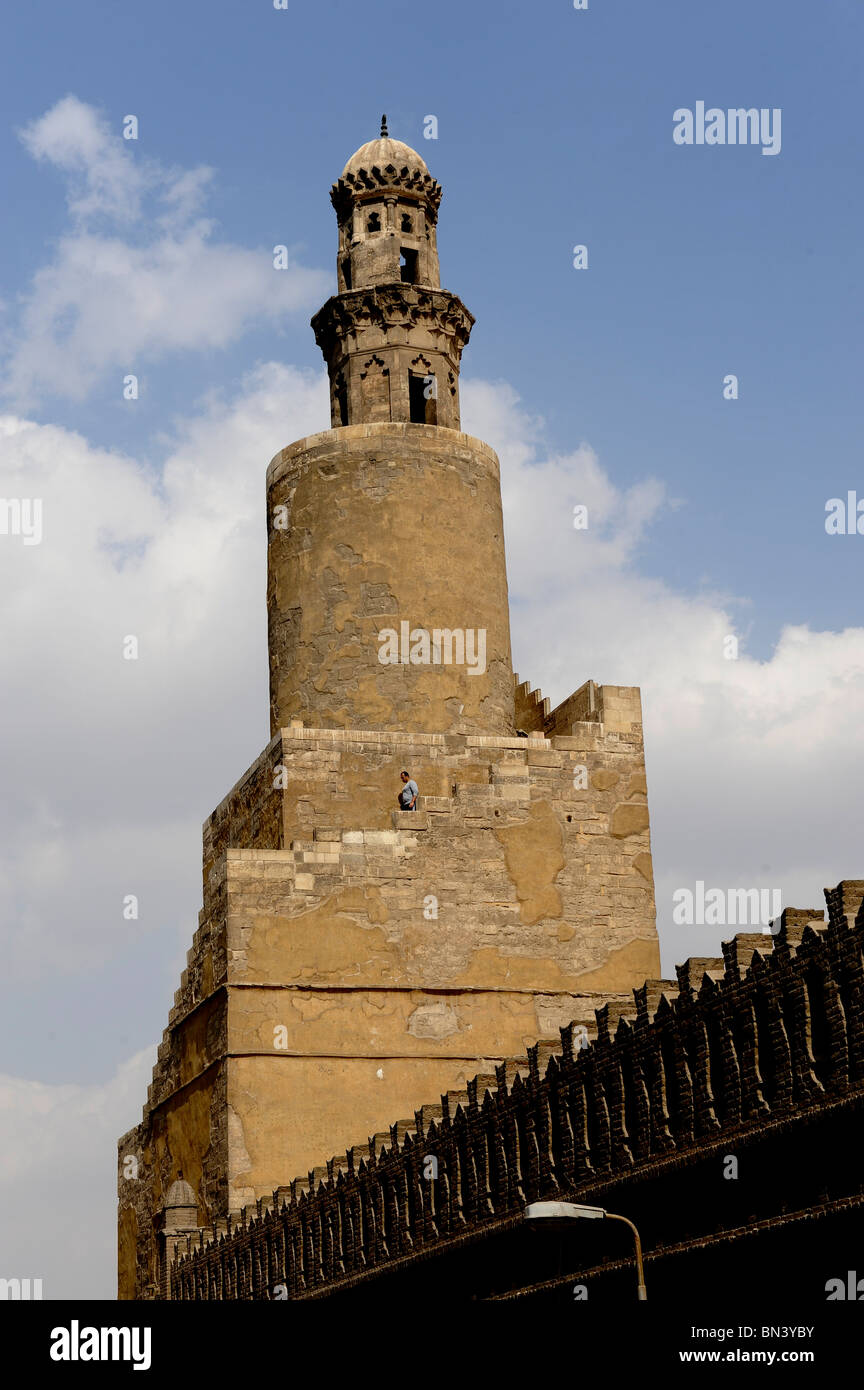 minaret at the ibn tulun mosque , Shar'a Tulun Bay, Cairo, Egypt Stock ...