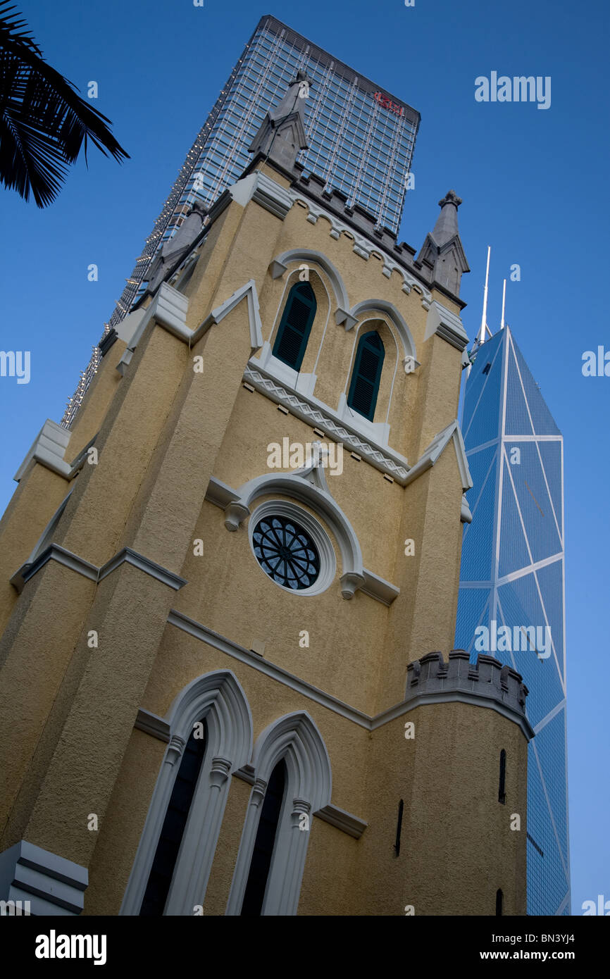 St Johns Cathedral Hong Kong Skyscrapers skyline Stock Photo - Alamy